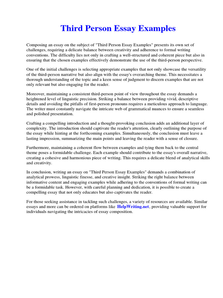 Third Person Essay Examples | Download Free PDF | Essays | Blood