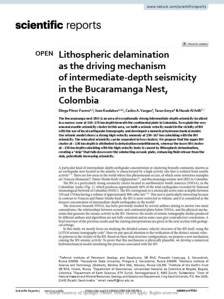 Lithospheric Delamination As The Driving Mechanism | PDF | Plate ...
