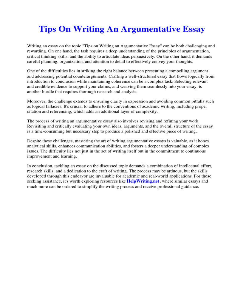 Tips On Writing An Argumentative Essay | PDF | Essays | Concerto