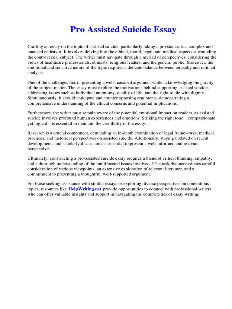 Pro Assisted Suicide Essay | PDF | Genetics | Dna