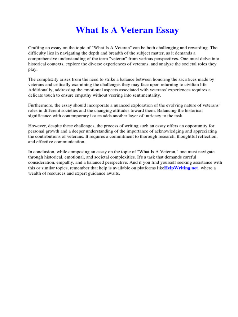 What Is A Veteran Essay | PDF | Merlin