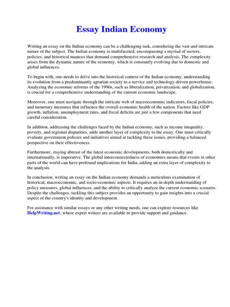 Essay Indian Economy | PDF | Cost Of Living | Economy Of India