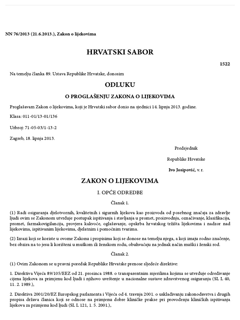 Zakon o Lijekovima | PDF