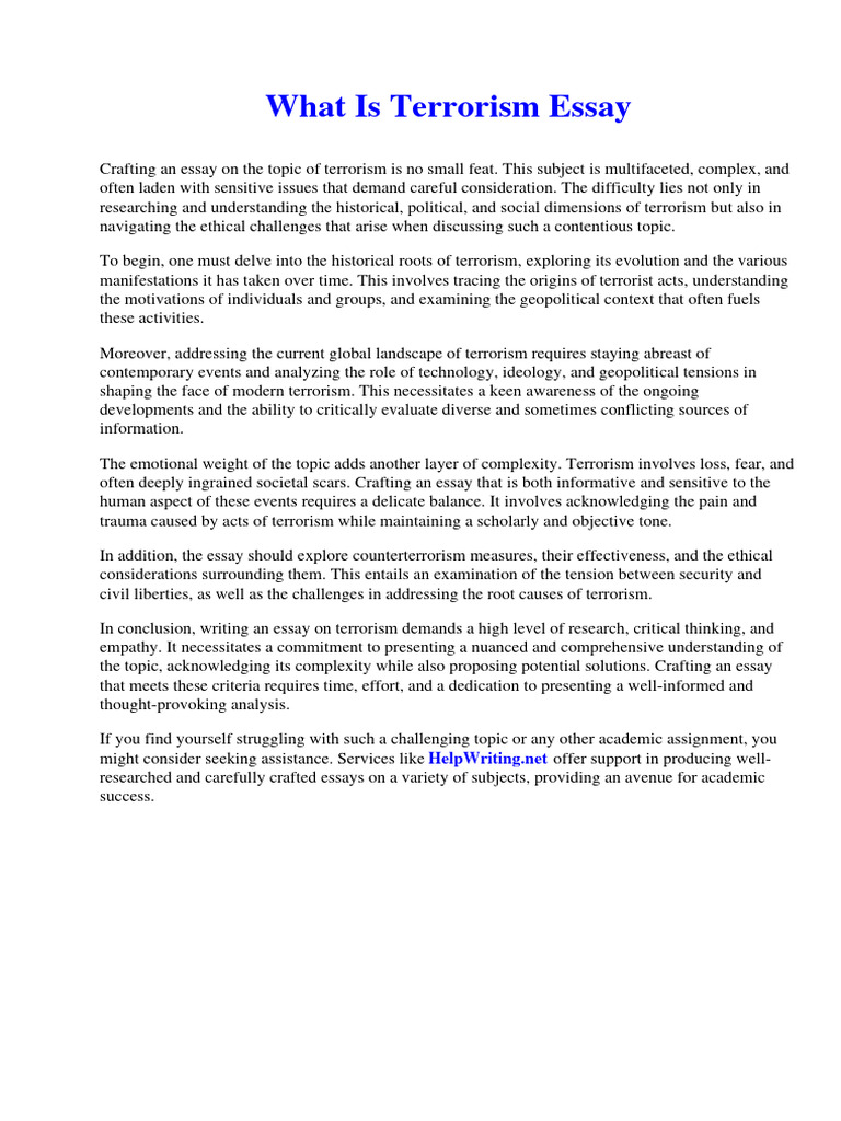 What Is Terrorism Essay | PDF