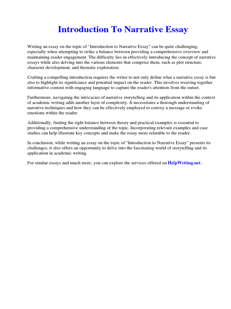 Introduction To Narrative Essay | PDF | Creationism | Glycogen