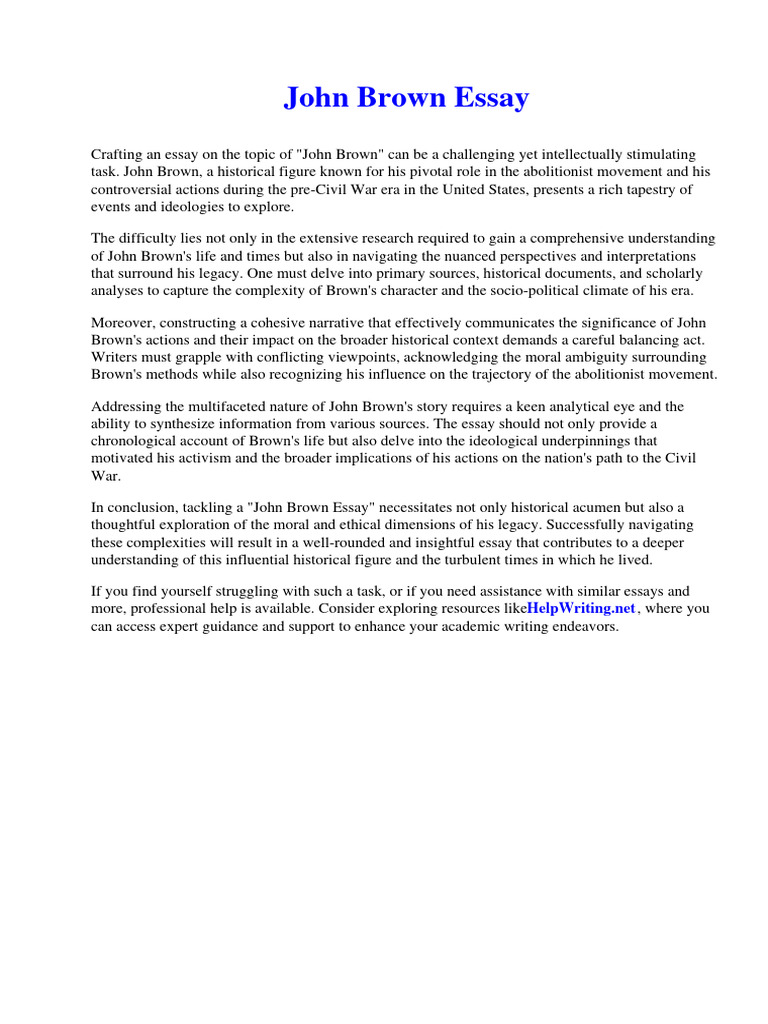 John Brown Essay | PDF | English Language | English As A Second Or ...