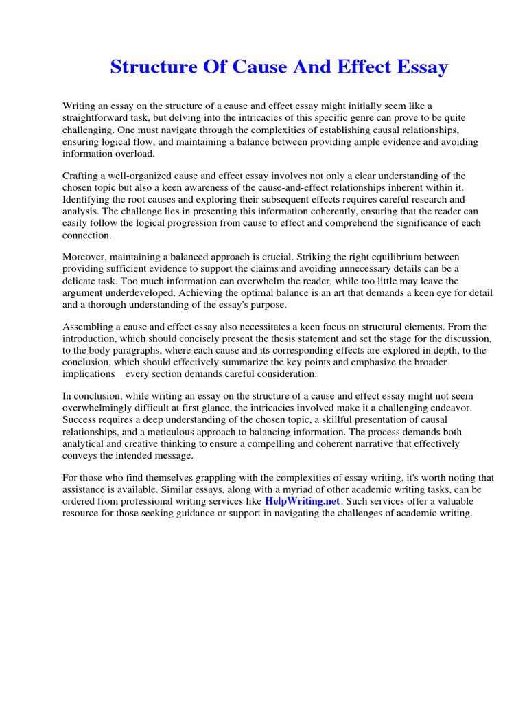 Structure of Cause and Effect Essay | PDF | National Council Of ...