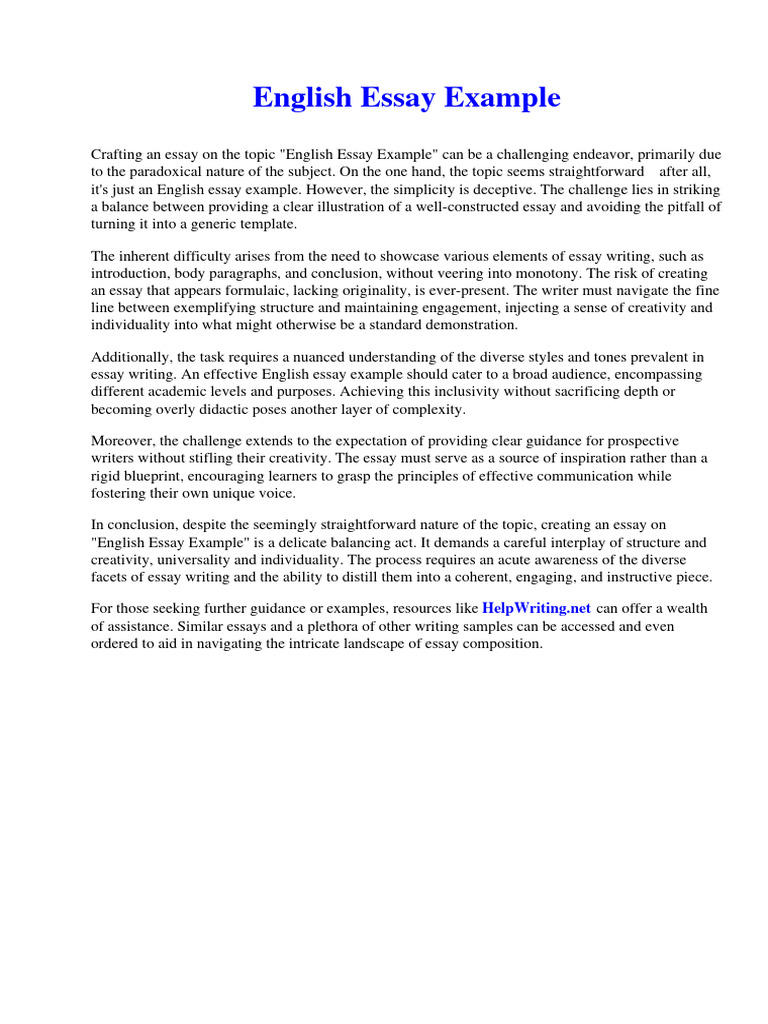 English Essay Example | PDF | Occupational Safety And Health ...