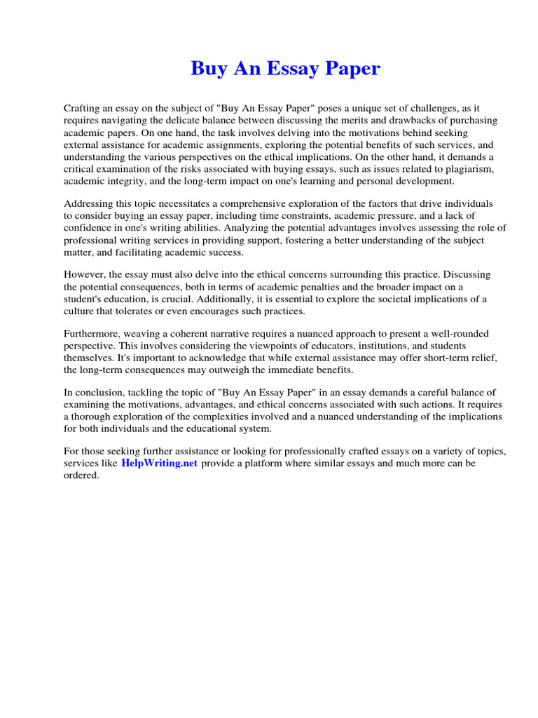 Buy An Essay Paper | PDF | Beauty | Essays