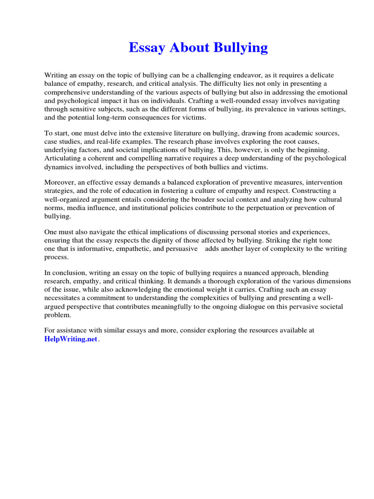 Essay About Bullying | PDF | Anti Lock Braking System | Empathy