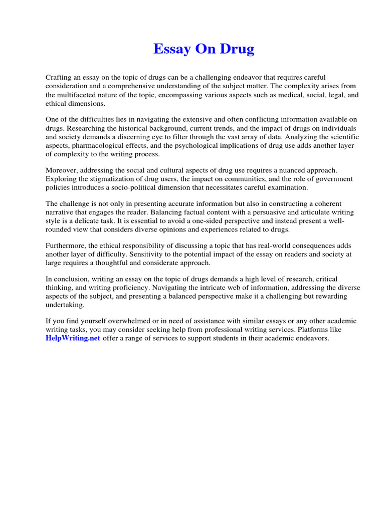 Essay On Drug | PDF | Essays