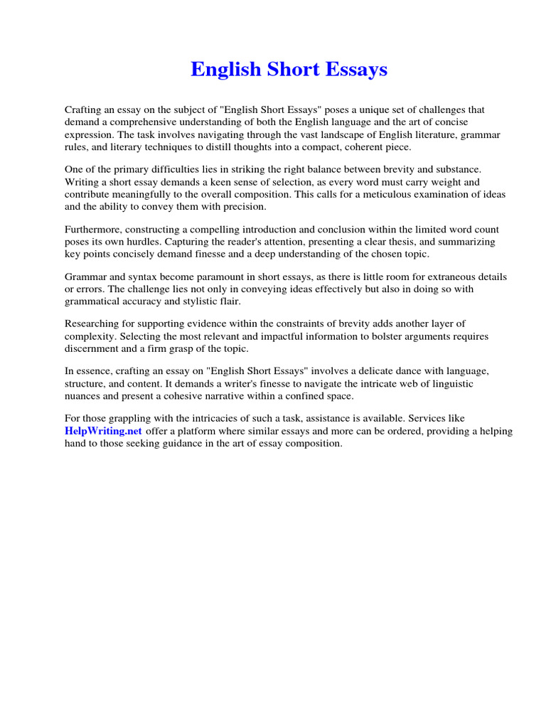 English Short Essays | PDF | Essays | Bail