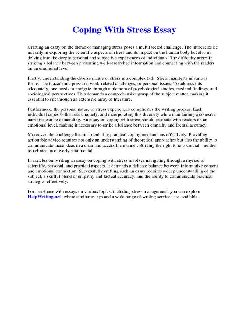 Coping With Stress Essay | PDF | Amnesia | Memory