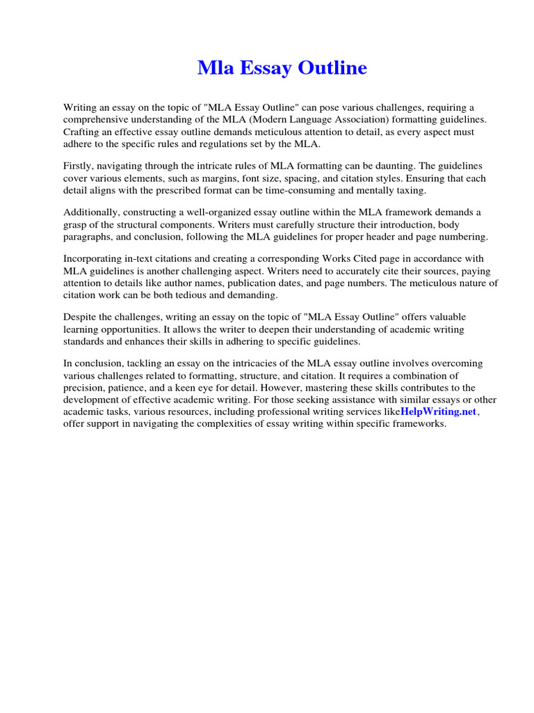 Mla Essay Outline | PDF | Citation | People's Party (United States)