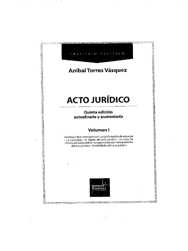 Lectura Formativa para Control - Acto Jurídico - Aníbal Torres | PDF