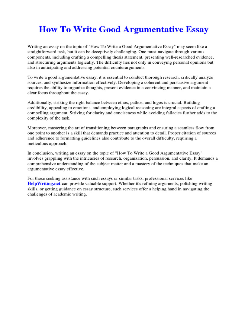 How To Write Good Argumentative Essay | PDF | Essays