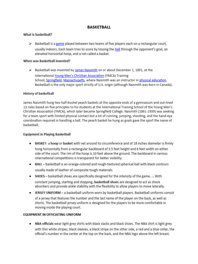 BASKETBALL | PDF | Basketball Positions | Hand