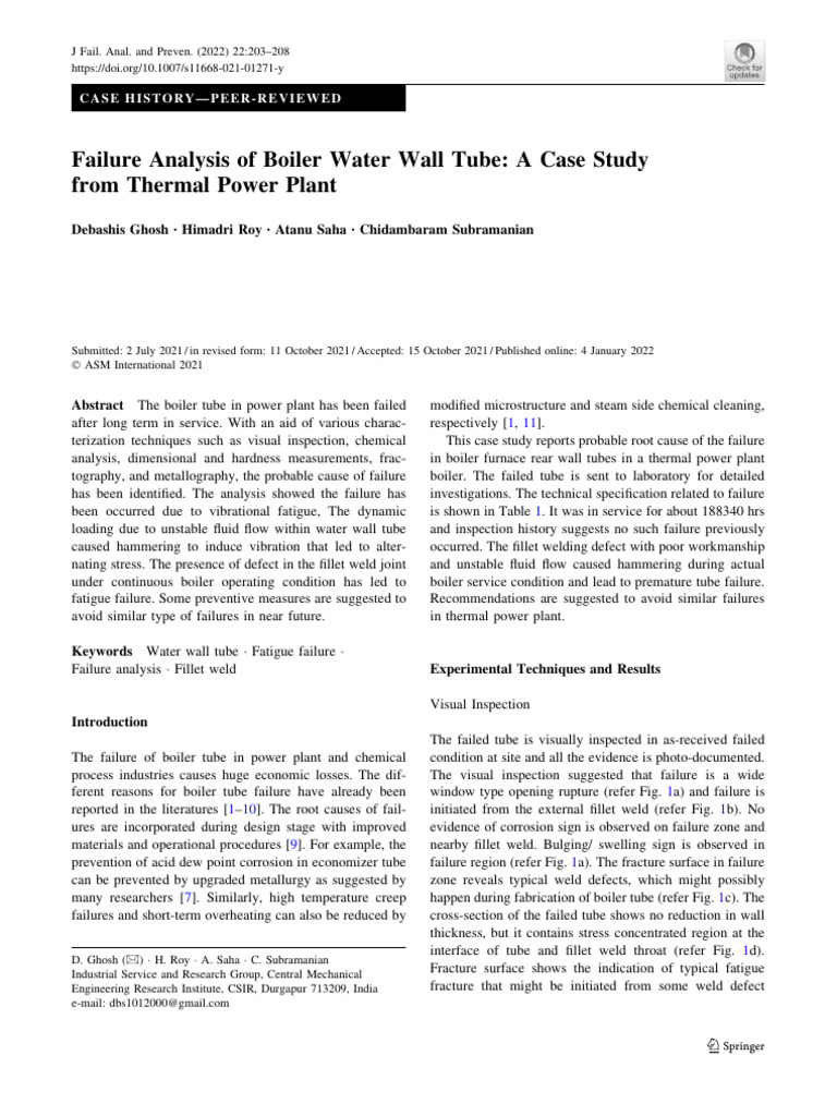 Failure Analysis of Boiler Water Wall Tube A Case Study 1679451846 ...