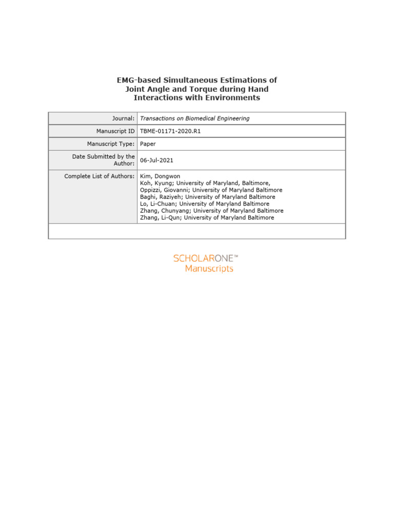 TBME-01171-2020.R1 Proof Hi | PDF | Electromyography
