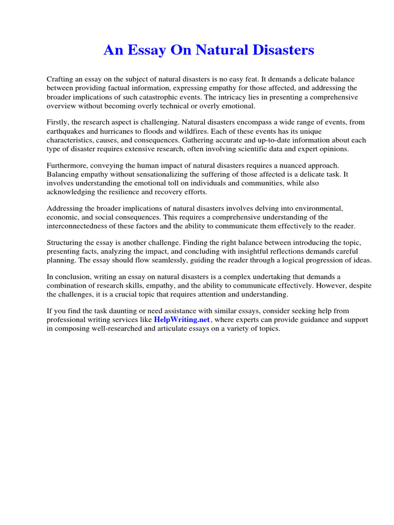 An Essay On Natural Disasters | PDF | Business Process Management ...
