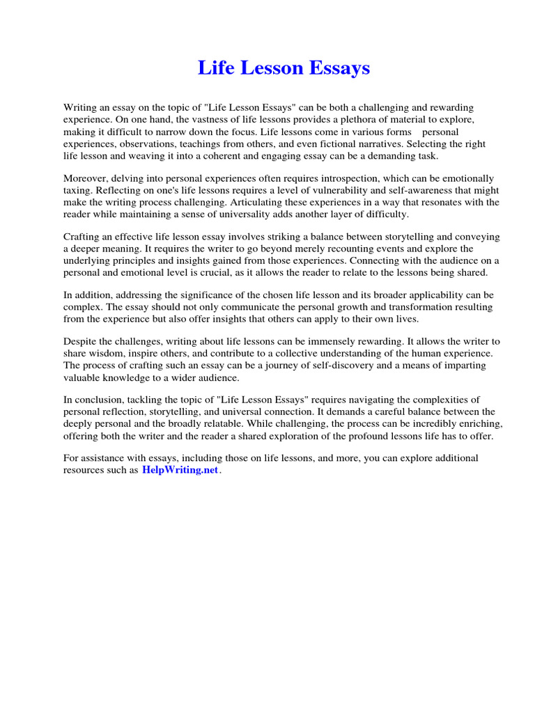 Life Lesson Essays | PDF | Essays | Experience