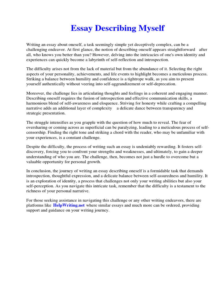Essay Describing Myself | PDF | Nelson Mandela | Essays