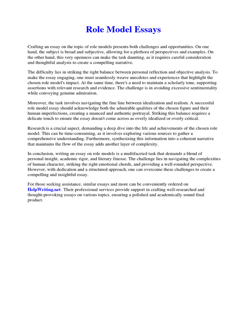 Role Model Essays | PDF | Wireless Sensor Network