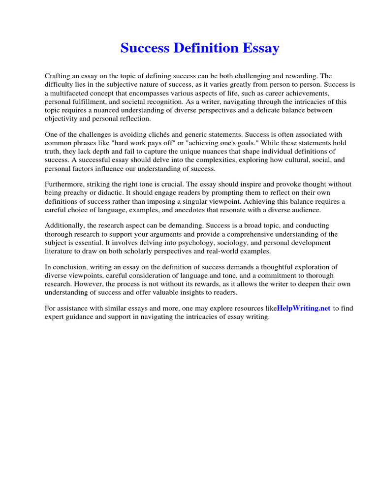 Success Definition Essay | PDF | Huckleberry Finn | Adventures Of ...