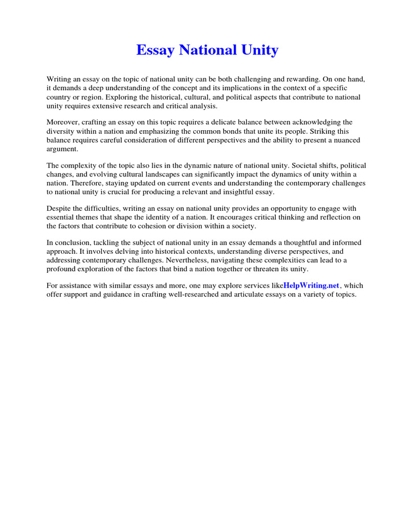 Essay National Unity | PDF | Franz Boas | Critical Thinking