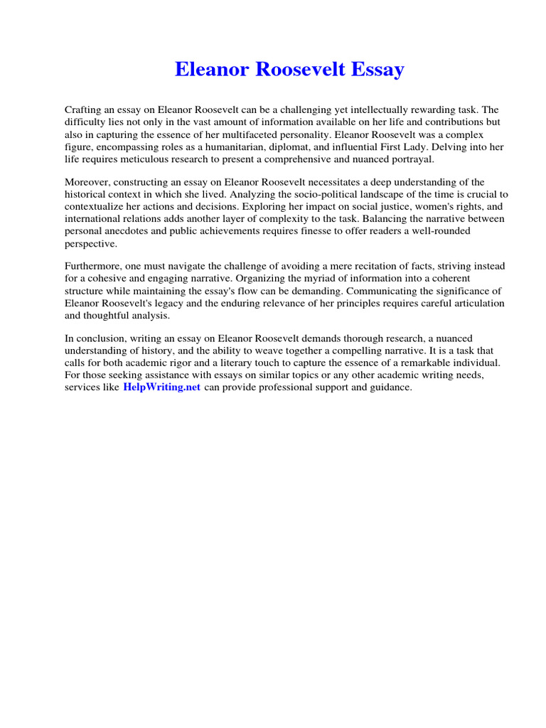 Eleanor Roosevelt Essay | PDF | Occupational Safety And Health | Civil ...