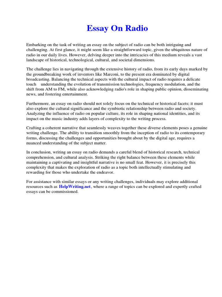 Essay On Radio | PDF | Partial Differential Equation | Radio