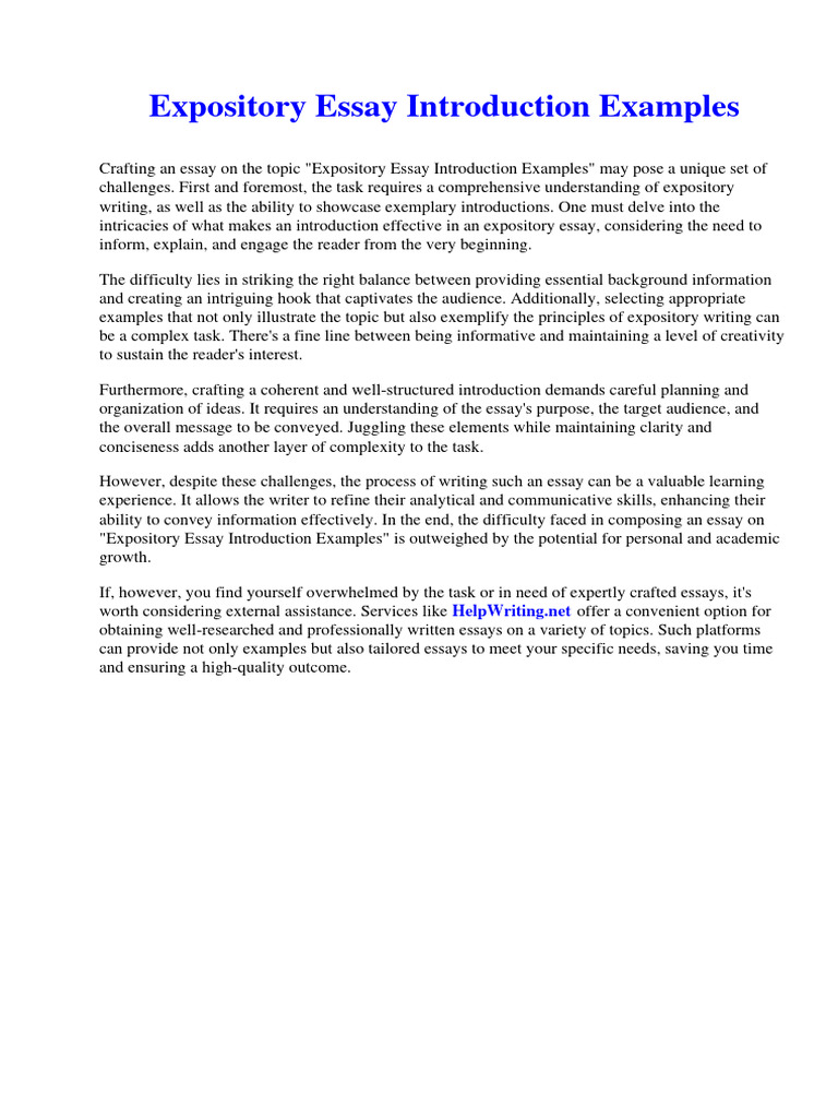Expository Essay Introduction Examples | PDF