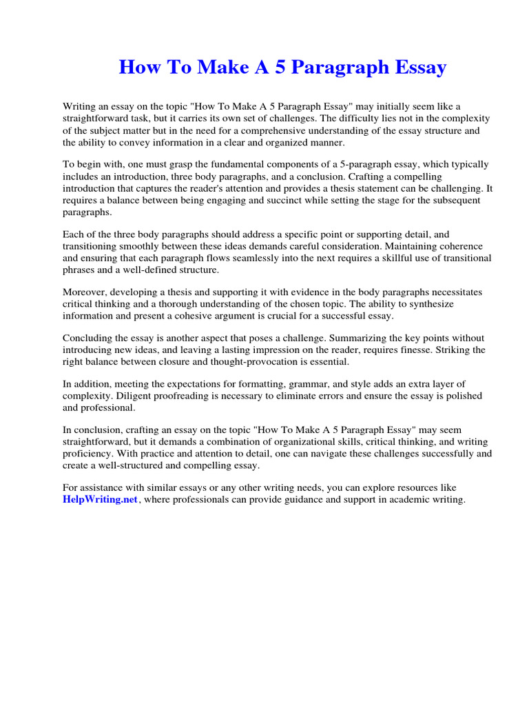 How To Make A 5 Paragraph Essay | PDF | Essays | Accounting