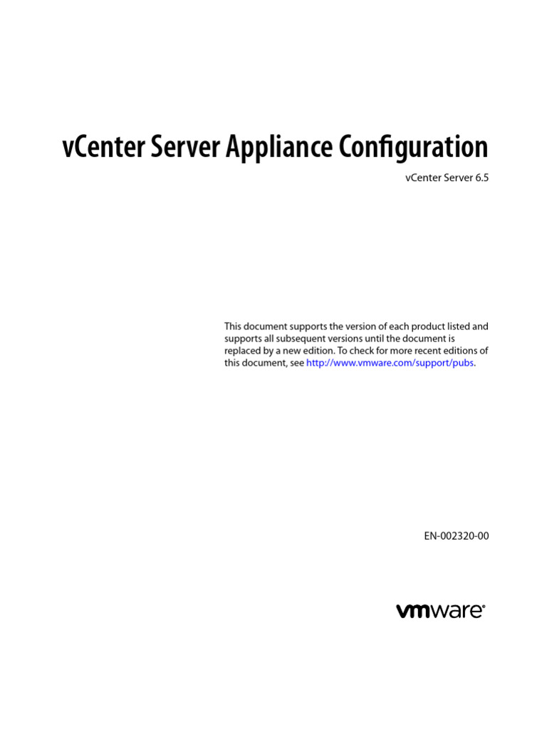 Vsphere Esxi Vcenter Server 65 Appliance Configuration Guide | PDF | I ...