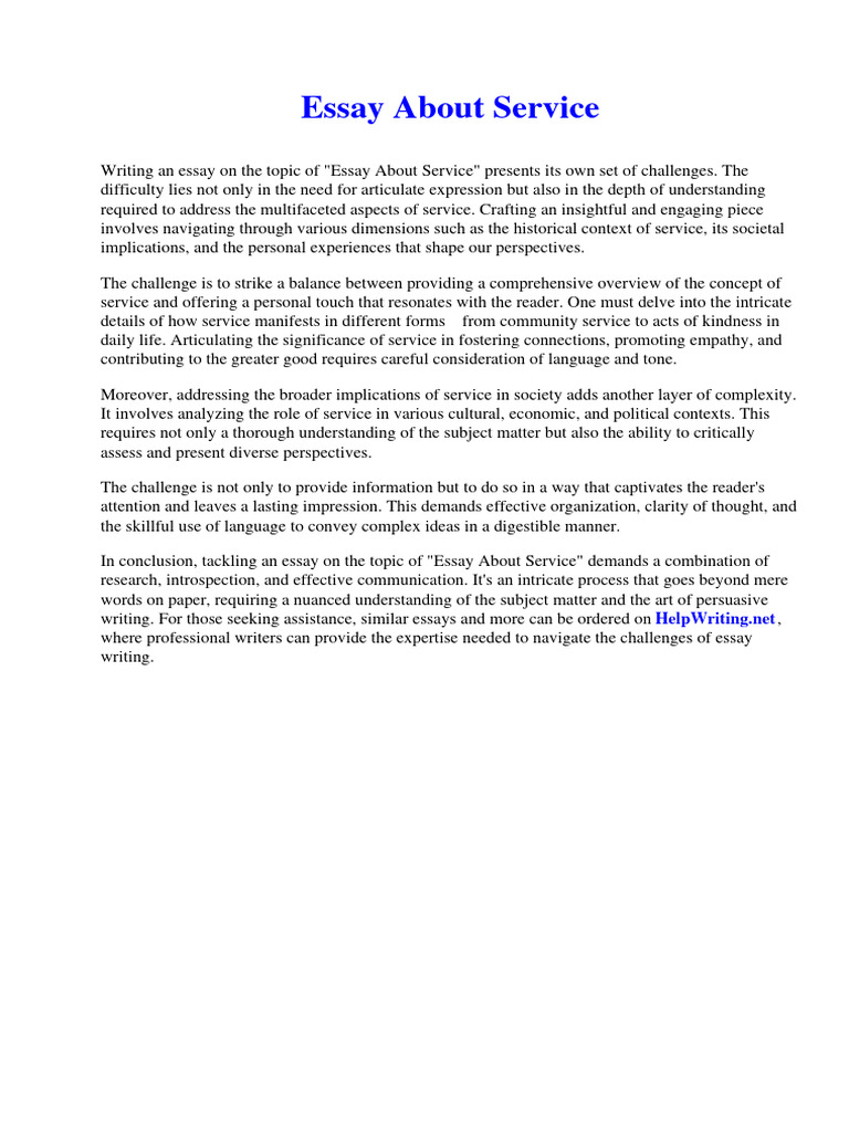 Essay About Service | PDF | Essays | Understanding