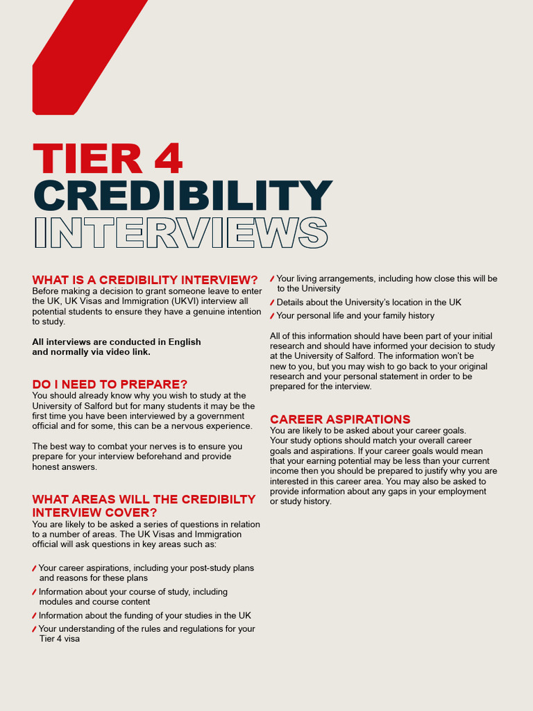 Tier 4 Credibility Interviews PDF | PDF | Travel Visa
