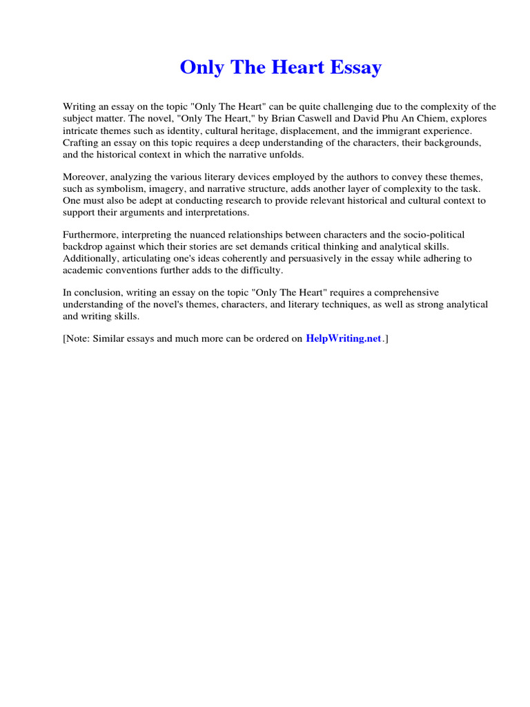 Only the Heart Essay | PDF | Essays | Narrative
