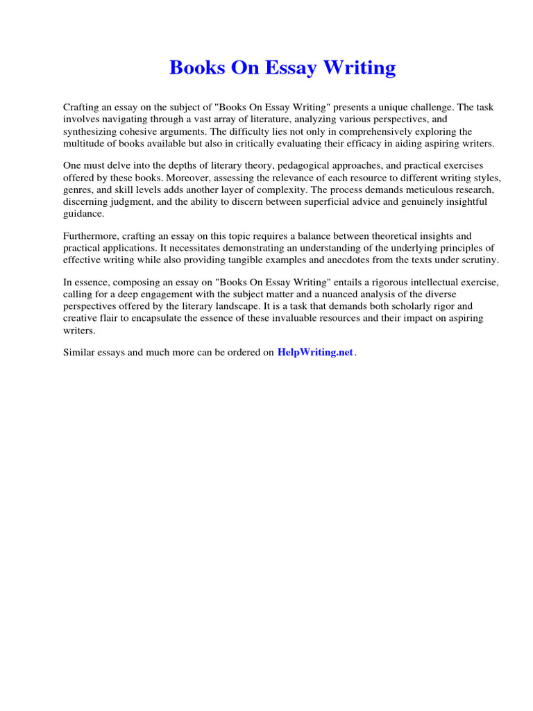 Books On Essay Writing | PDF | Max Weber | Essays