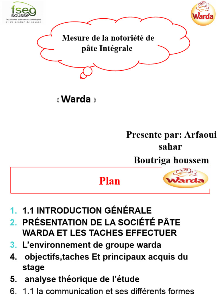 Notoriété de la Pâte Intégrale Warda | PDF | Cosmétique