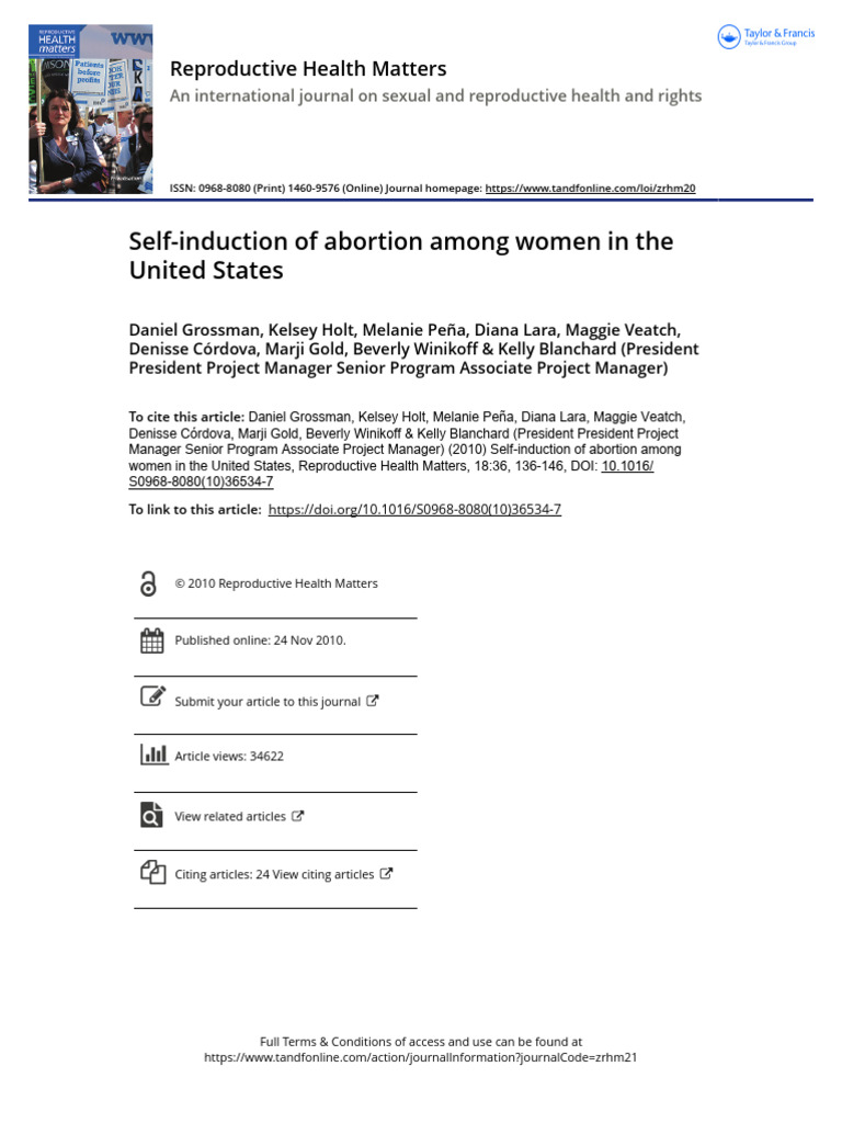 Self Induction of Abortion Among Women in The United States | PDF ...