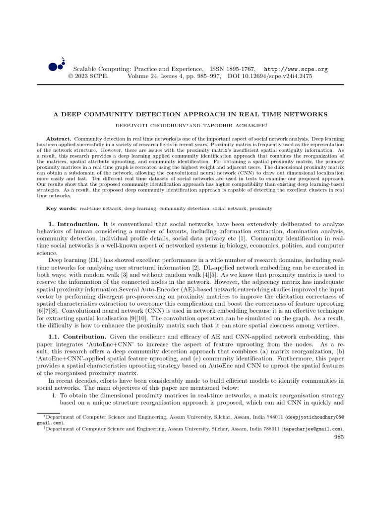 A Deep Community Detection Approach In Real Time Networks Pdf Deep Learning Matrix