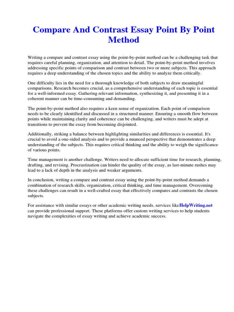Compare and Contrast Essay Point by Point Method | PDF | Balance Sheet ...