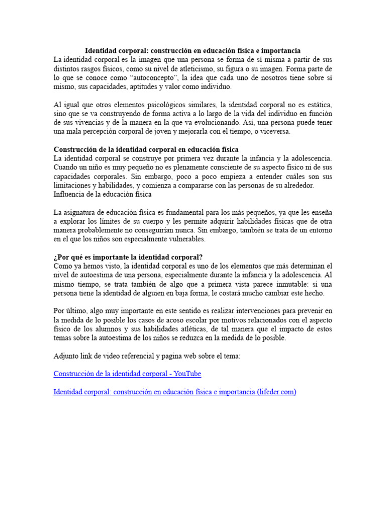 Identidad Corporal | PDF | Crecimiento personal y profesional