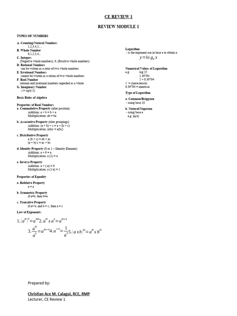 CE Review01 Module 01 | PDF | Numbers | Integer