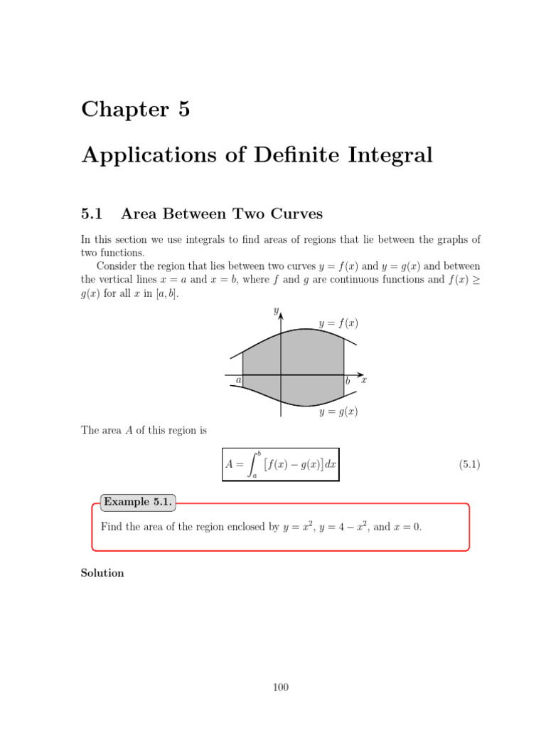 Chapter 5 Applications of Definite Integ | PDF | Area | Mathematical Analysis