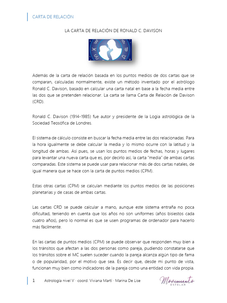 La Carta de Relacion Davison | PDF | Horóscopo | Astrología