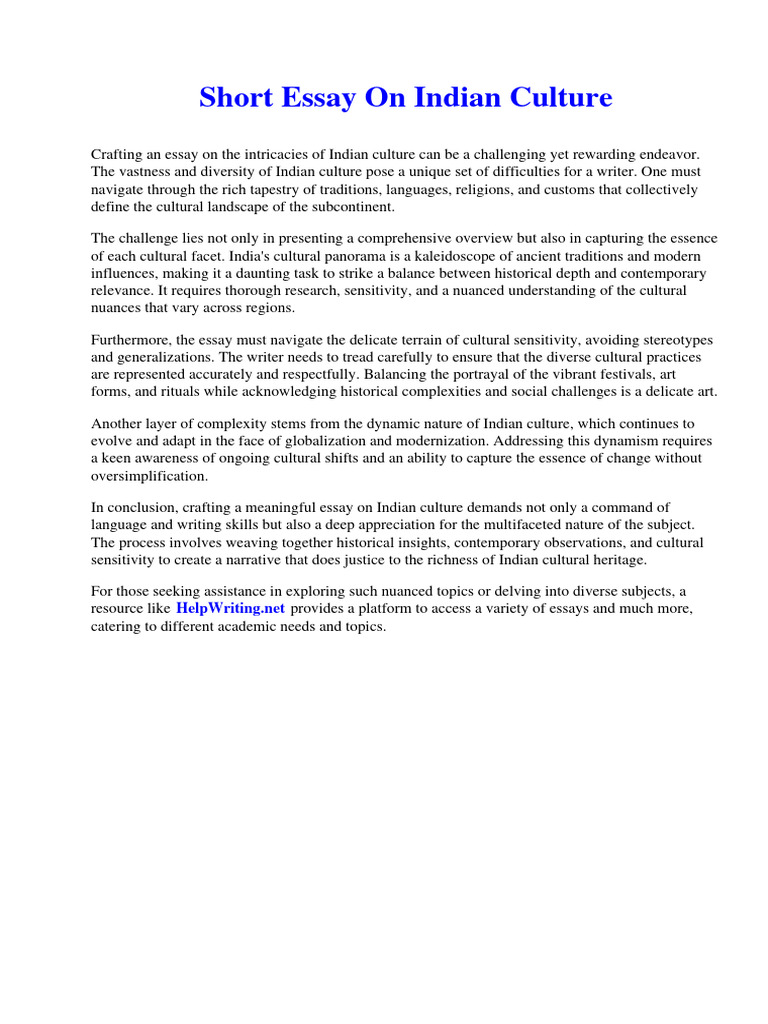 Short Essay On Indian Culture | PDF | Rhetoric | Augustine Of Hippo