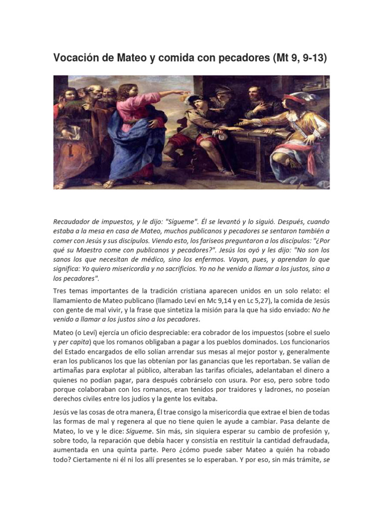 Jesús: Llamado a Mateo y Misericordia | PDF | Jesús | Evangelio de Mateo