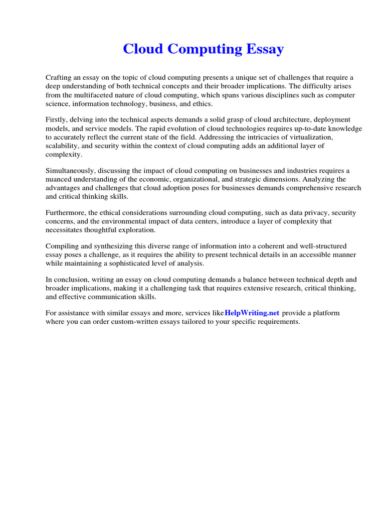 Cloud Computing Essay | PDF | Cloud Computing | Computer Security