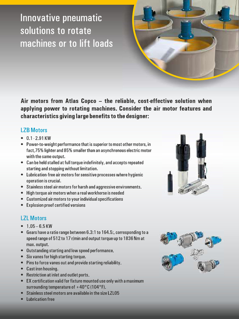 Introduction To Atlas Copco Air Motors | PDF